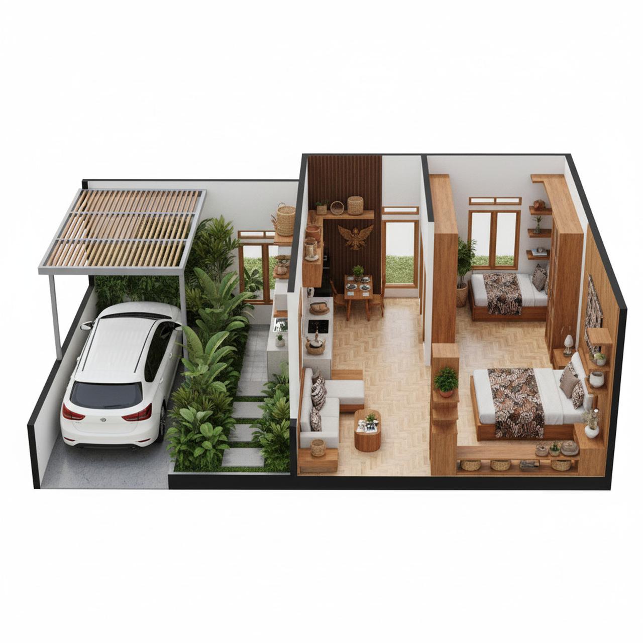 Ukuran Ideal Carport 1 Mobil Rumah Tipe 36 Agar Muat dan Estetis