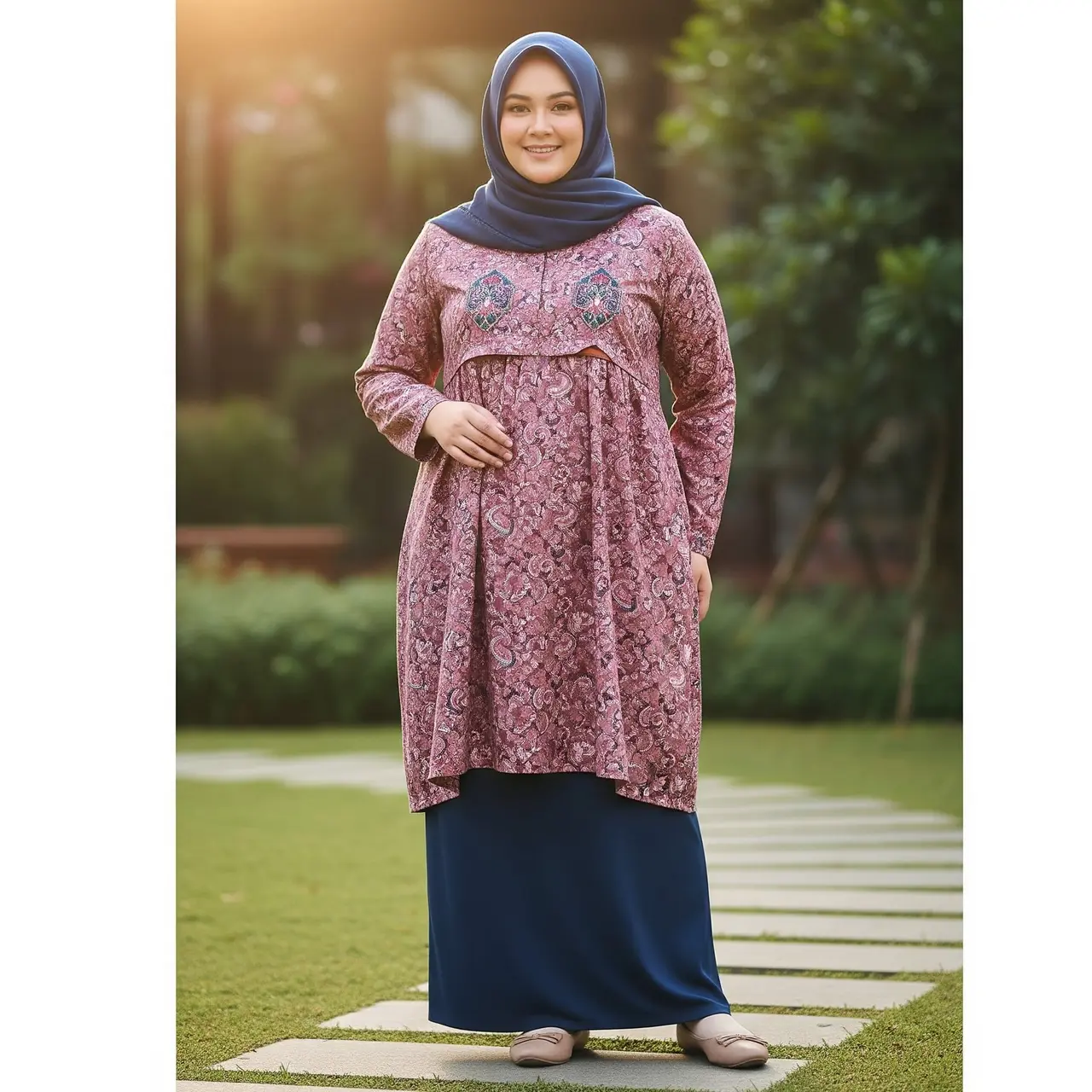 10 Rekomendasi Model Gamis Brokat untuk Perut Buncit, Tetap Tampil ...
