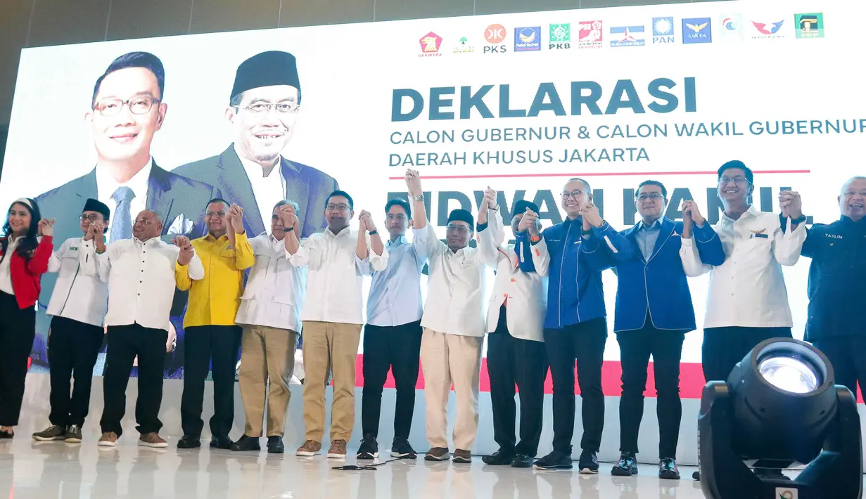 Resmi, Ridwan Kamil - Suswono Dideklarasikan Maju Pilkada Jakarta 2024 - Foto Liputan6.com