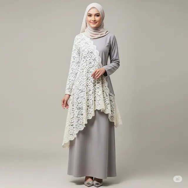 8 Model Gamis Kombinasi Brukat dan Katun Terkini: Tampil Anggun dan ...