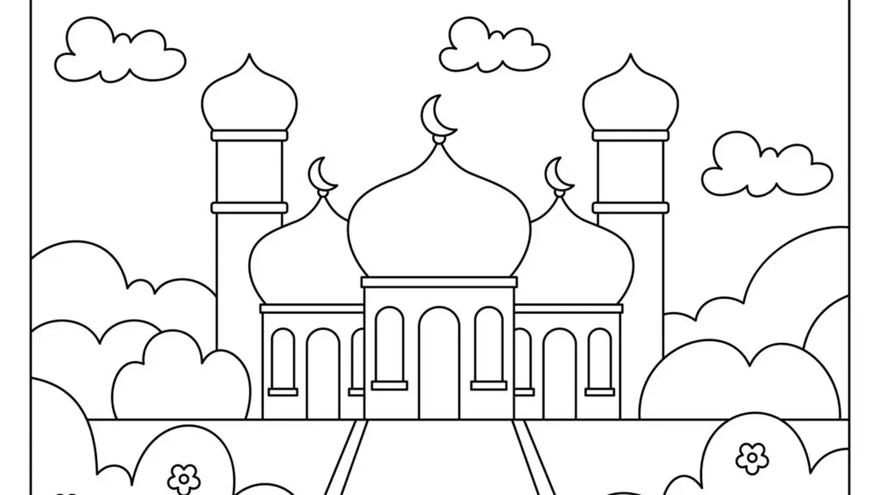 6 Gambar Mewarnai Masjid, Lengkap Cara Mengajarkannya pada Anak TK dan ...