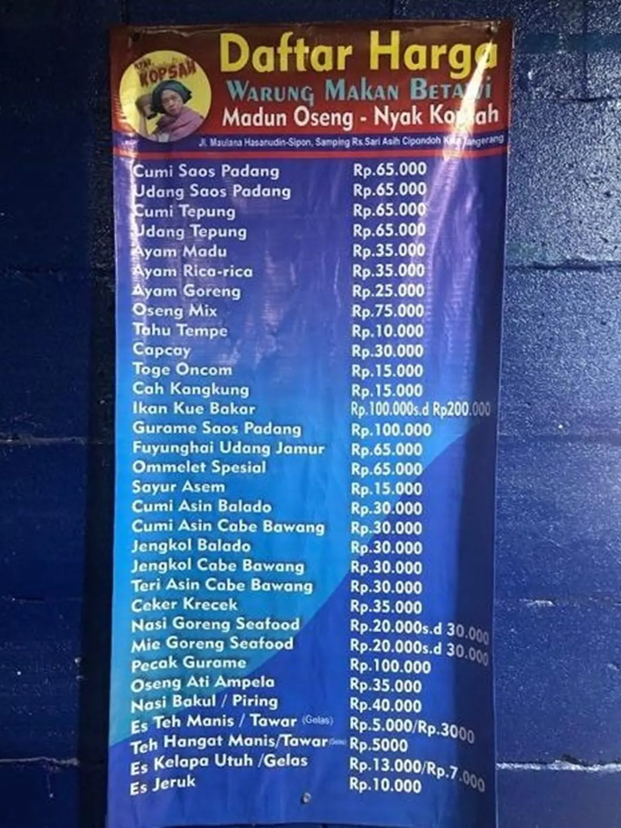Beredar Harga Menu Warung Nyak Kopsah yang Pemiliknya Ngamuk Usai ...