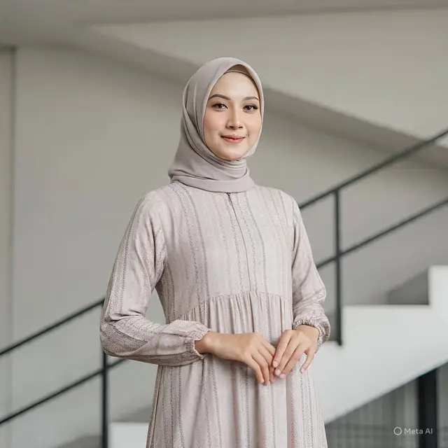 7 Inspirasi Gamis Lurik Kombinasi Polos Kekinian untuk Wanita Usia 50 ...