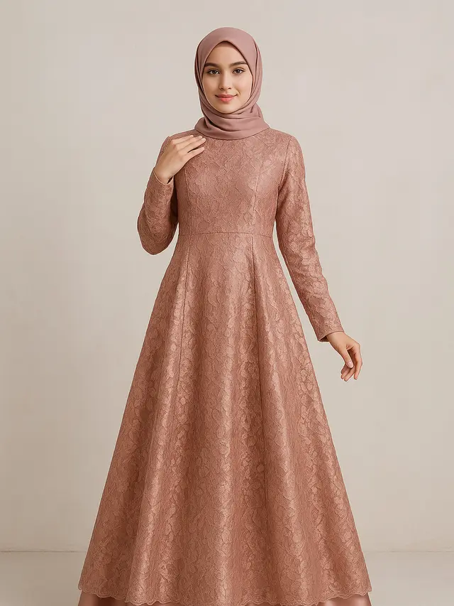 13 Model Gamis Brokat Simple Elegan 2025, Bikin Tampil Cantik - Hot ...