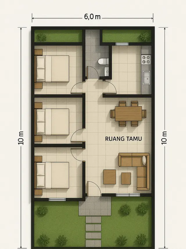 10 Gambar Desain Rumah Tipe 36 dengan 3 Kamar Tidur, Solusi Cerdas Buat ...
