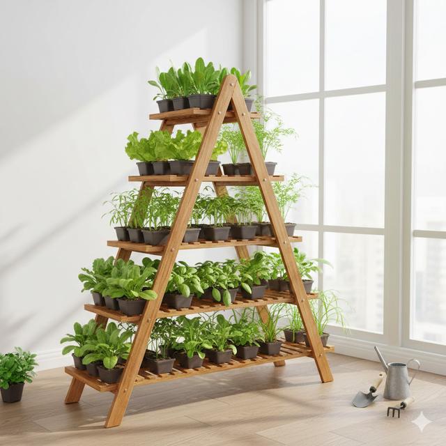 10 Model Kebun Sayur Mini Memakai Rak Kayu Tingkat Hemat Ruang, Solusi ...