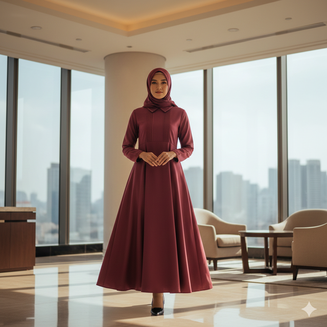 7 Model Gamis Formal Wanita dengan Kesan Pejabat Rapi, Elegan, dan ...