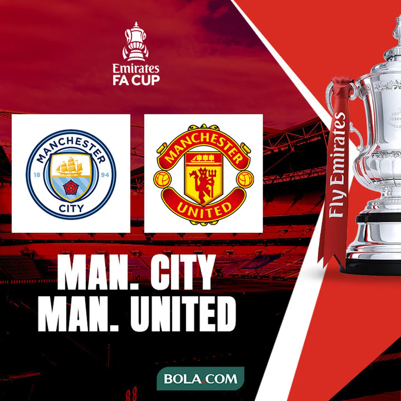 Nonton Live Streaming Final Piala FA, Sabtu 25 Mei 2024: Man City Vs MU - Inggris Bola.com