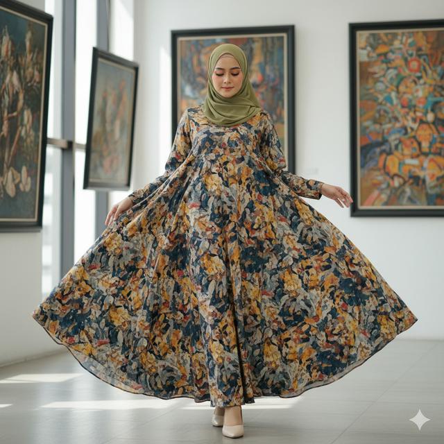 12 Model Gamis Bahan Rayon dengan Potongan Umbrella Flowy, Tampil ...