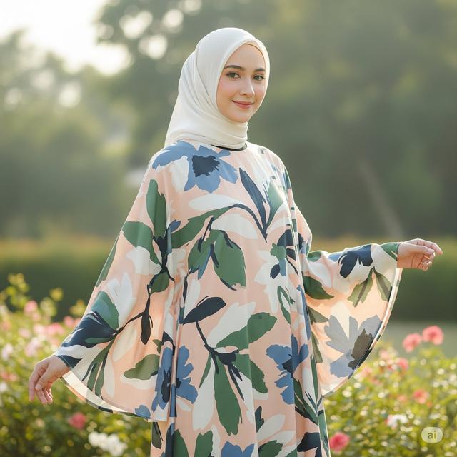 15 Model Gamis Bahan Katun Motif Bunga Terbaru 2025, Nyaman untuk ...