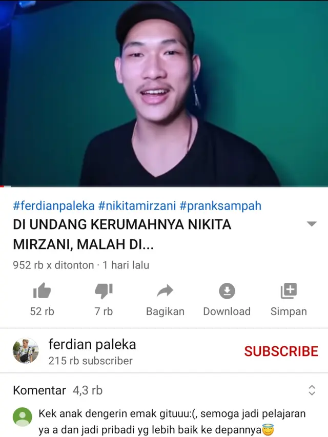 Ferdian Paleka Diceramahi Nikita Mirzani: Lo Memberi Sampah Lalu Ketawa ...