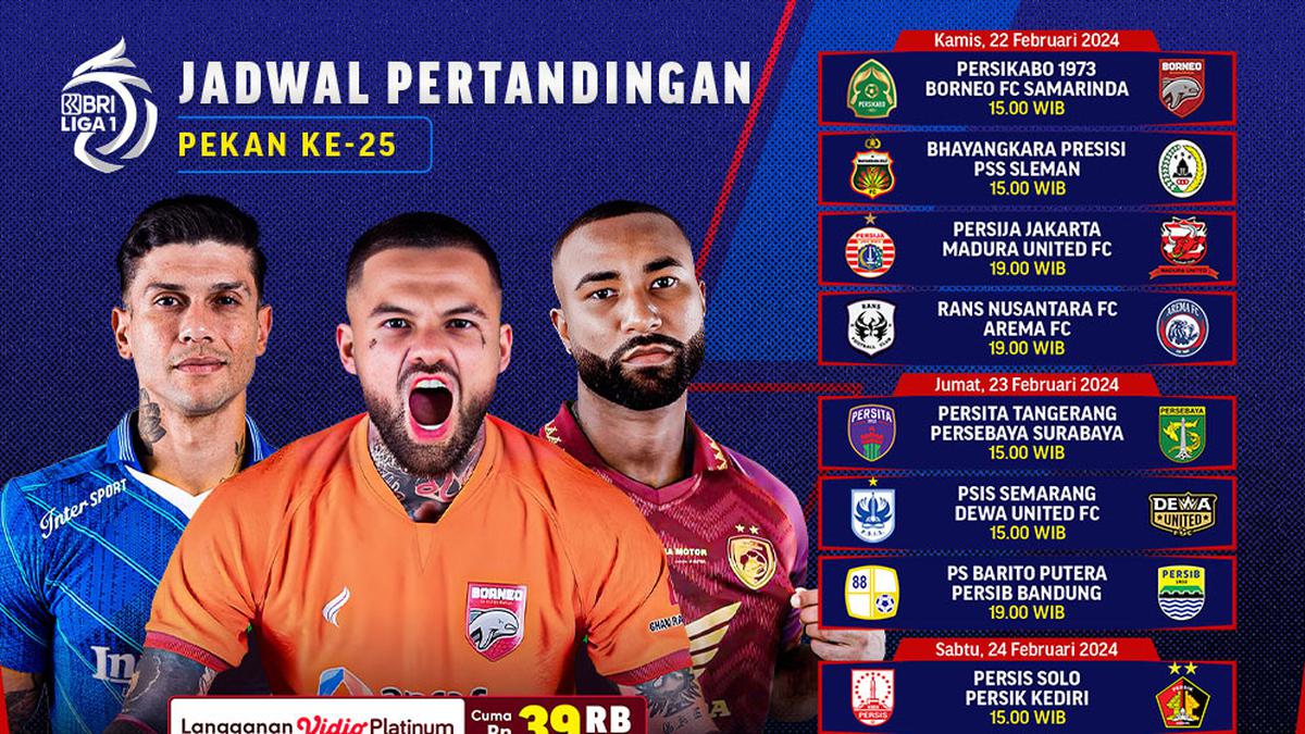 Jadwal Live Streaming BRI Liga 1 2023/2024 Matchday 25 di Vidio - Indonesia Bola.com