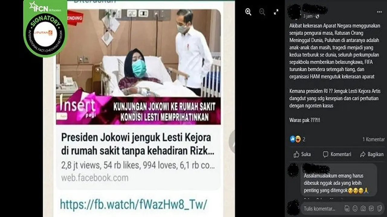 Cek Fakta: Tidak Benar Kabar Jokowi Jenguk Lesti Kejora di Rumah Sakit - Cek Fakta Liputan6.com