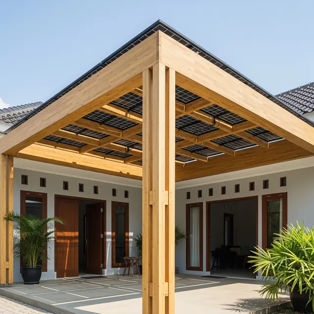 9 Desain Atap Panel Surya di Teras Rumah Sebagai Sumber Energi Listrik