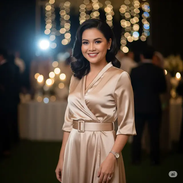 7 Model Gaun Pesta Satin Wrap Dress Terkini 2025, Ciptakan Siluet Tubuh ...