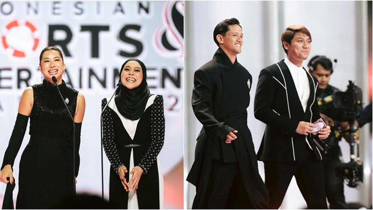 6 Potret Jennifer Bachdim dan Lesti Kejora Baca Pemenang di Acara Award ...