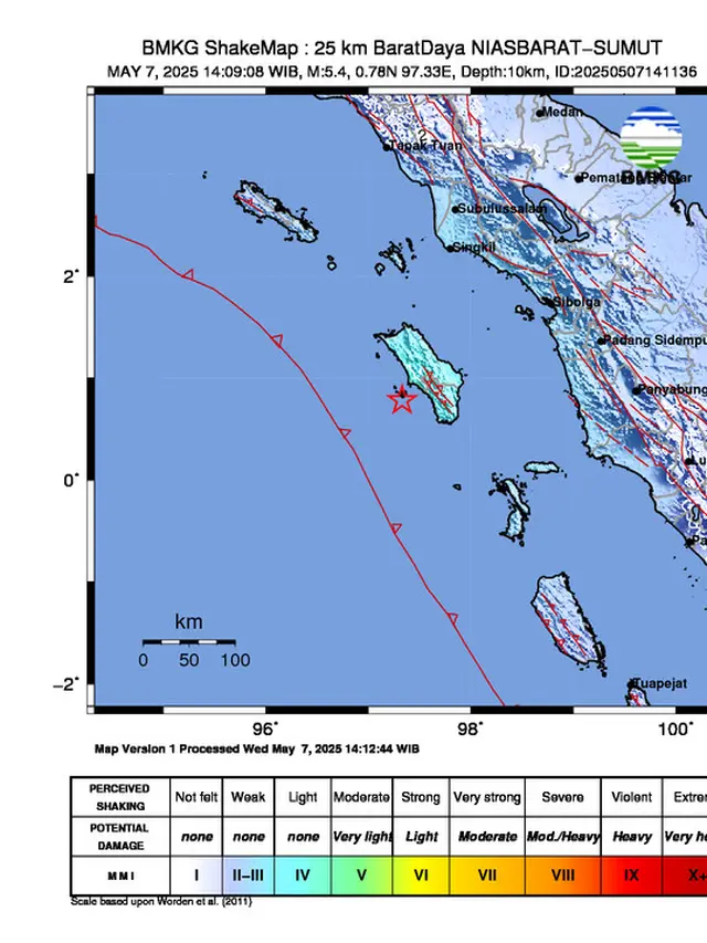 BMKG: Gempa Magnitudo 5,4 Guncang Nias Barat, Tidak Berpotensi Tsunami - News Liputan6.com