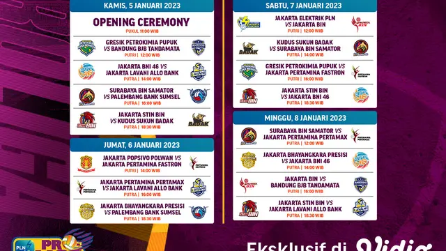 Jadwal dan Live Streaming Proliga 2023 Putaran I di Vidio, 5-8 Januari 2022 - Ragam Bola.com