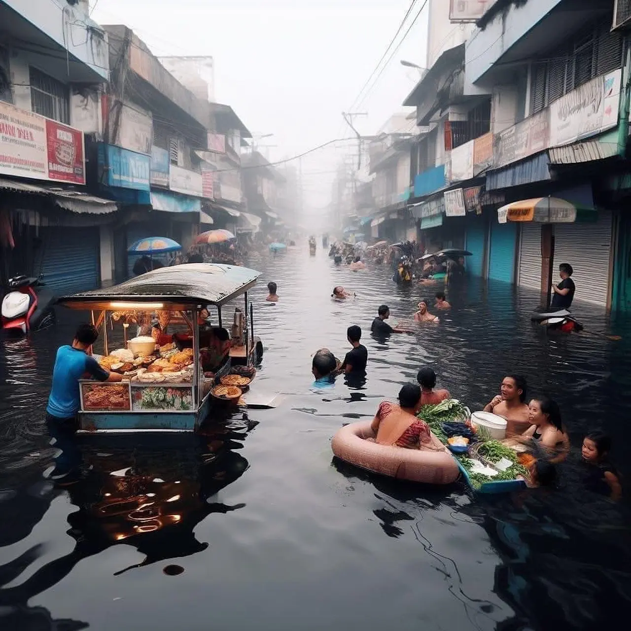 7 Potret Jika Jakarta Tenggelam di Tahun 2030, Ilustrasi AI Ini Bikin ...