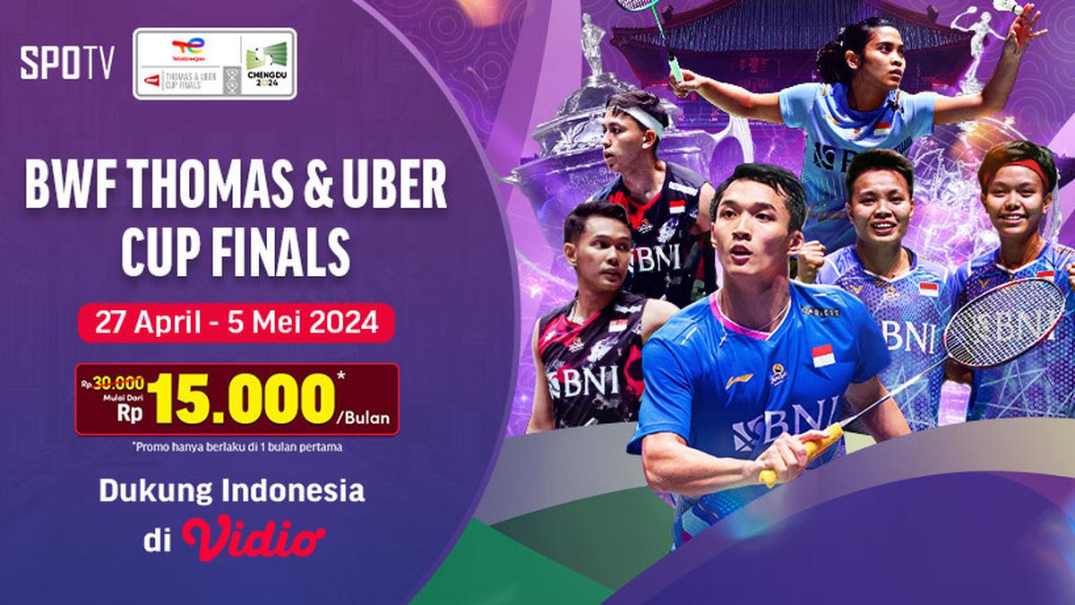 Jadwal Live Streaming Thomas & Uber Cup 2024 di Vidio Mulai Akhir Pekan Ini