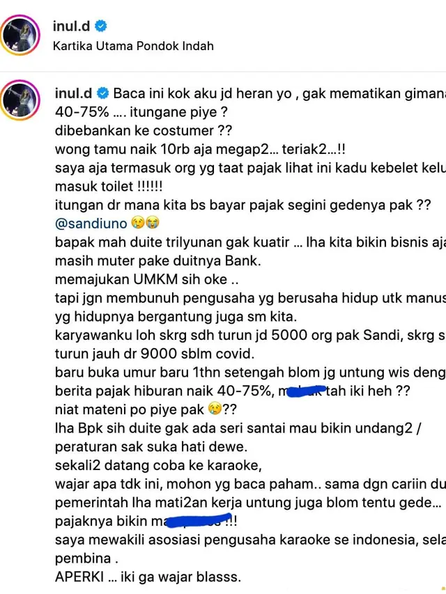 Inul Daratista Ingin Bertemu Sandiaga Uno Bahas Pajak Hiburan Naik 40 ...