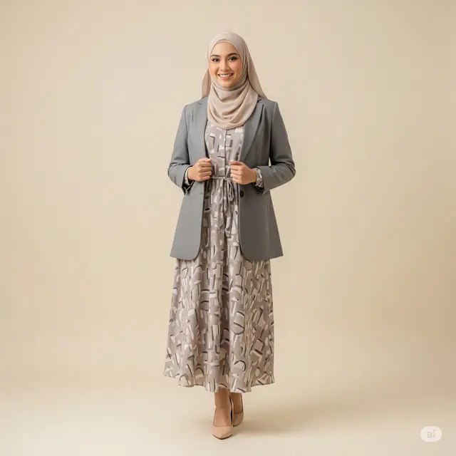 8 Model Gamis Midi Dress Motif Terbaru 2025 untuk Acara Semi Formal ...