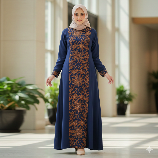7 Model Gamis Batik Kombinasi Kain Polos Terbaru, Tampil Elegan tanpa ...