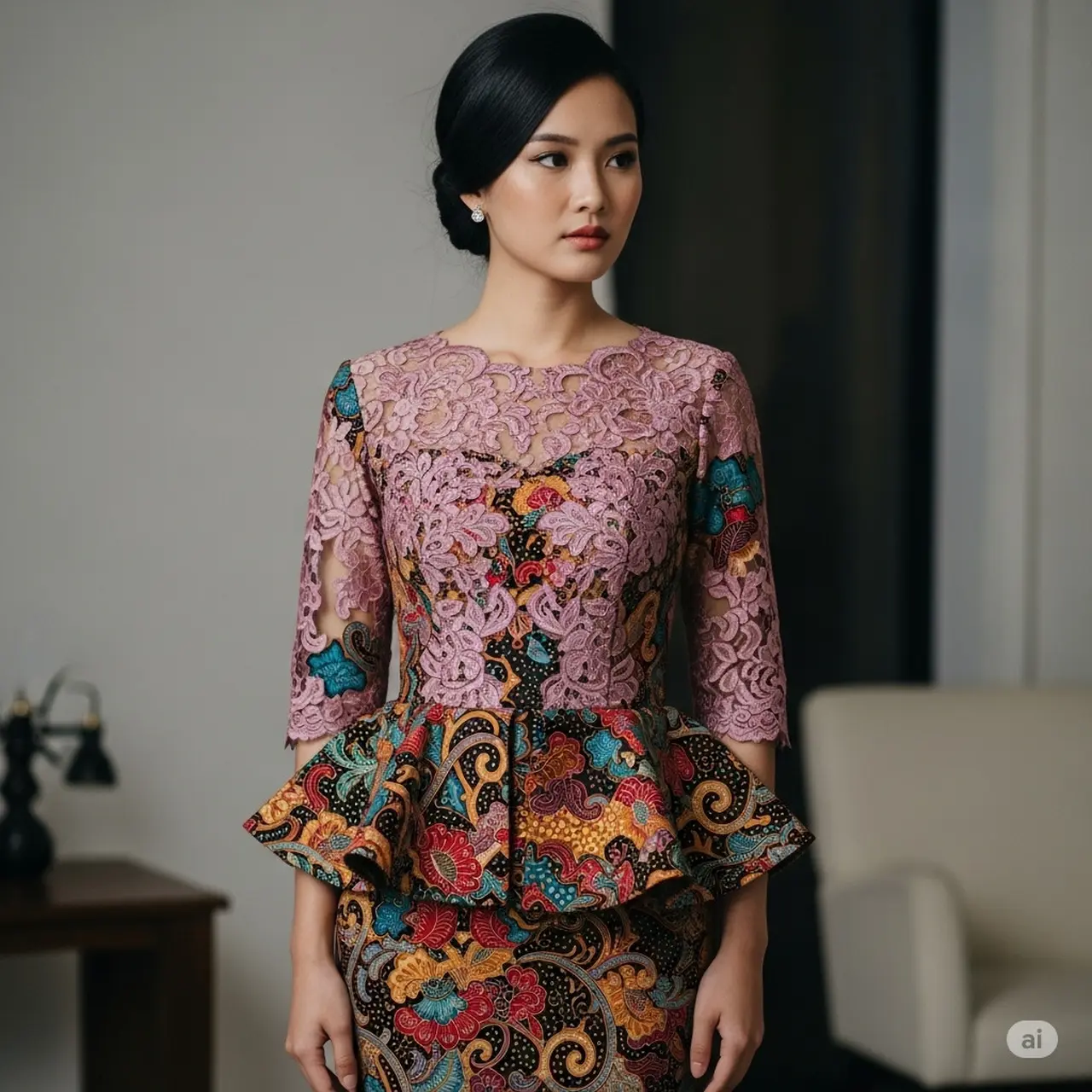 15 Dress Batik Kombinasi Brokat Panjang Terbaru 2025, Elegan untuk ...