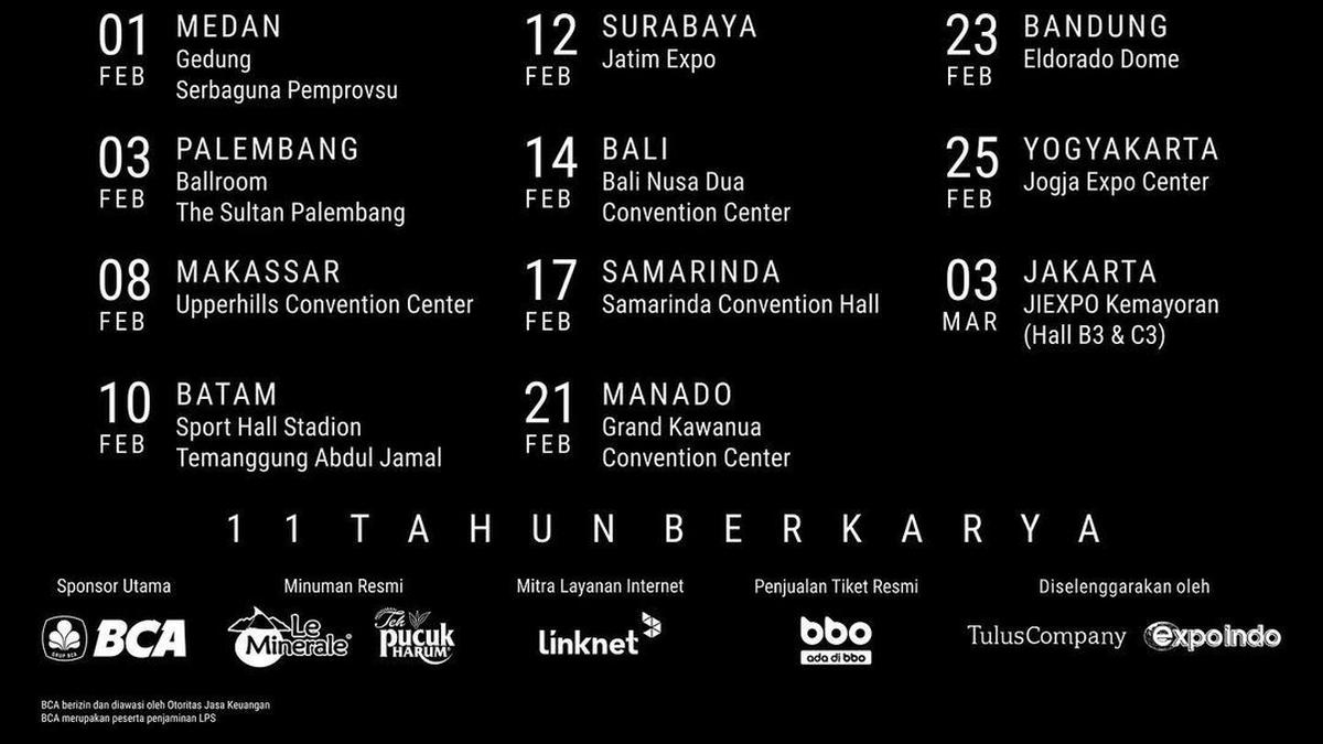 Tulus Gelar Tur Manusia 2023 di 11 Kota Jumat Malam Ini di Jakarta ...