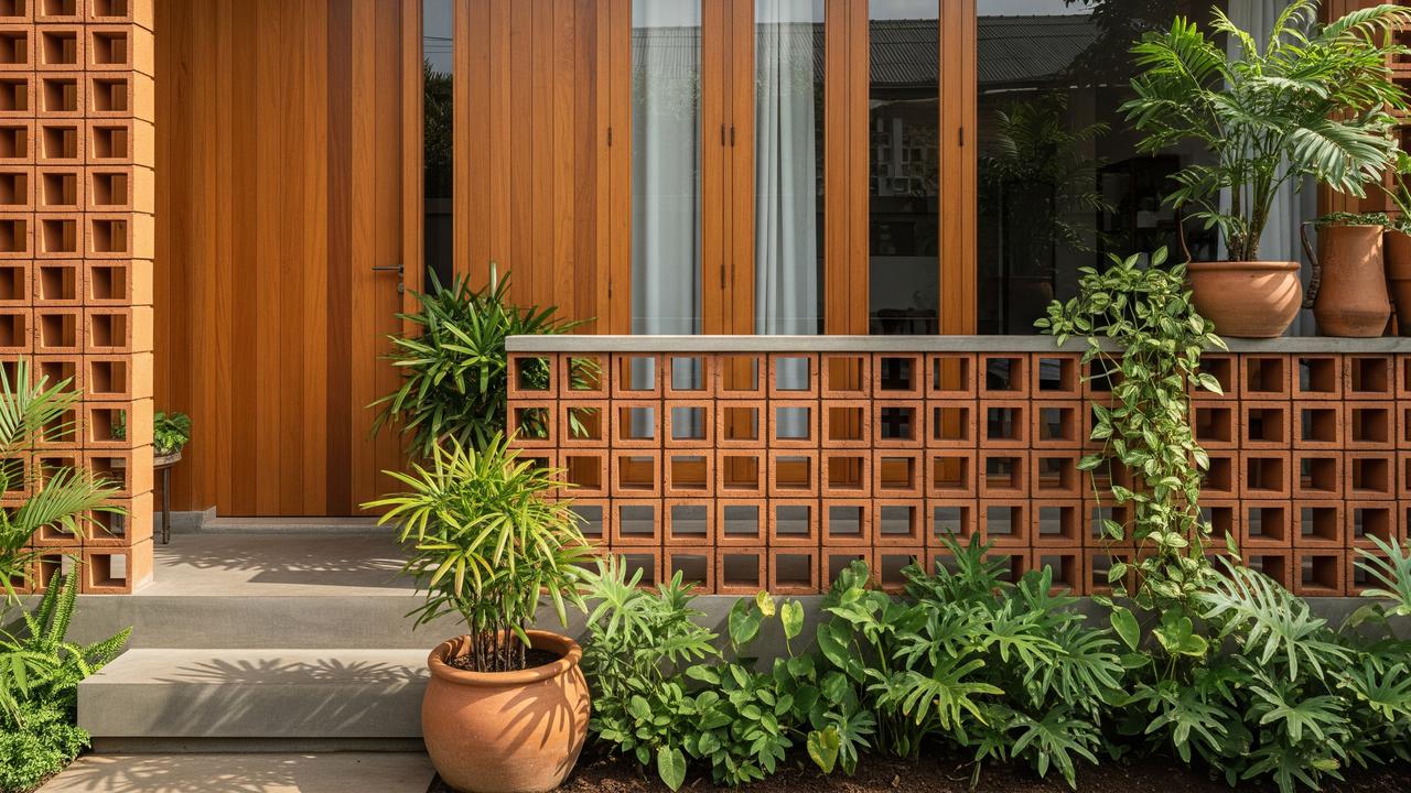 7 Gambar Tampak Depan Rumah Minimalis dengan Roster Artistik, Fasad ...