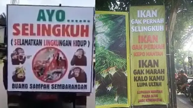 6 Spanduk Tulisan Selingkuh Ini Nyeleneh, Bikin Elus Dada - Hot Liputan6.com