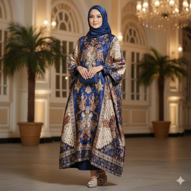 8 Model Baju Batik Satin Syari dengan Potongan Longgar Nyaman Dipakai