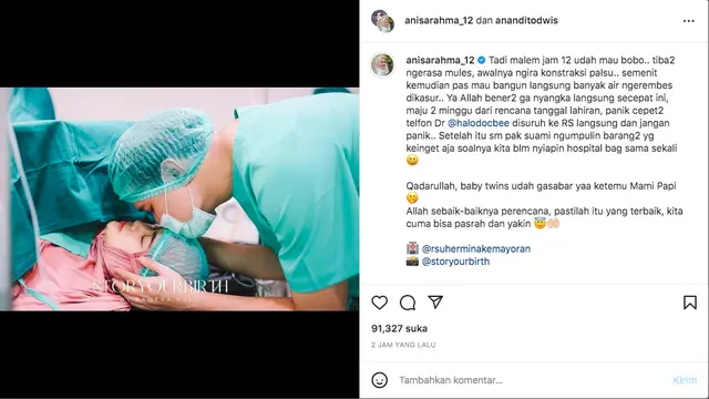 Anisa Rahma Melahirkan Bayi Kembar, Maju Dua Minggu Lebih Cepat ...