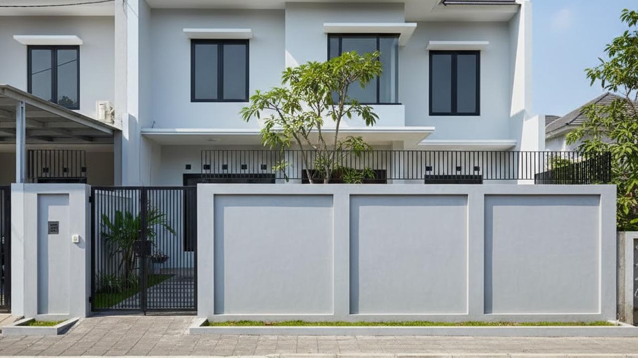11 Ide Pagar Rumah Beton Polos Kombinasi Kisi-Kisi Besi, Modern & Kokoh