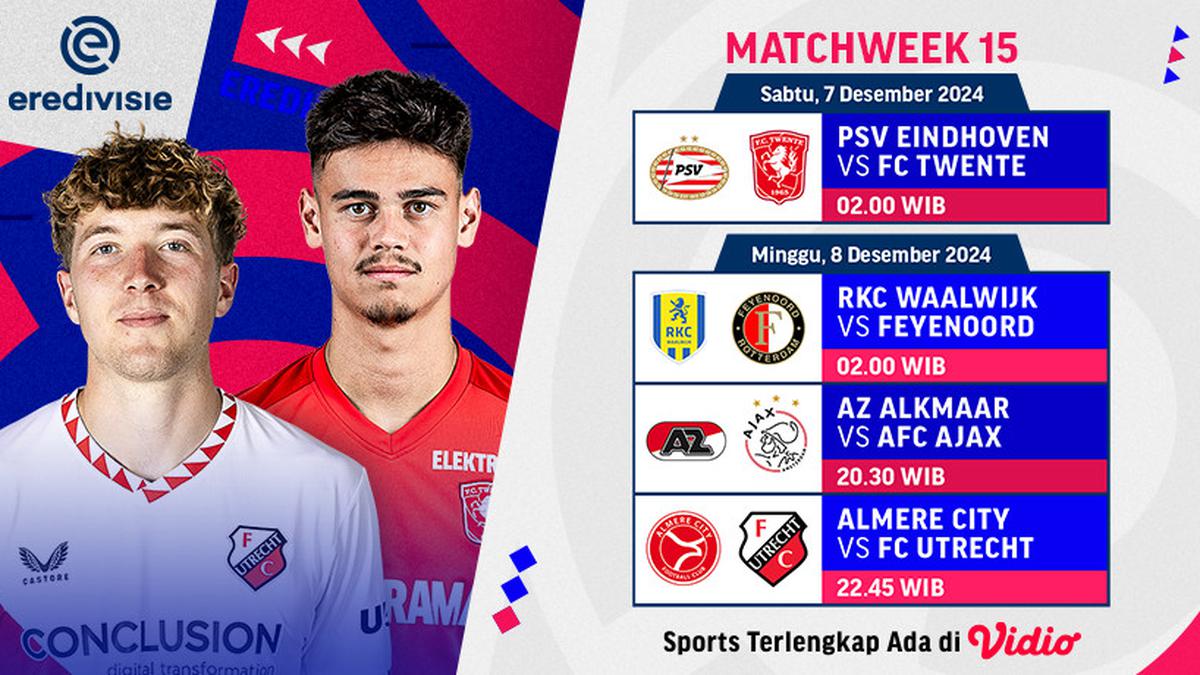 Jadwal dan Live Streaming Eredivisie 2024/2025 Matchweek 15 di Vidio - On Off Liputan6.com