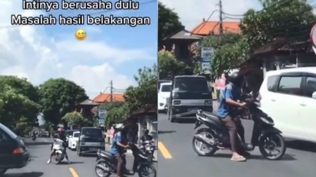 Aksi Motor Matik Derek Mobil Ini Bikin Geleng Kepala, yang Penting Yakin