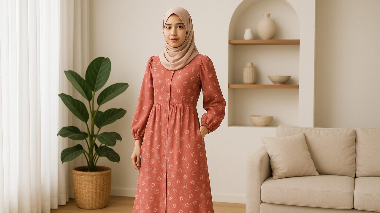 7 Model Gamis Motif Bunga yang Memikat Hati, Tampilan Gaya Feminin Tapi ...