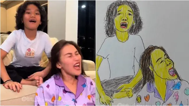 6 Potret Ayu Ting Ting dan Bilqis Digambar AA Drawing, Hasilnya Kocak ...