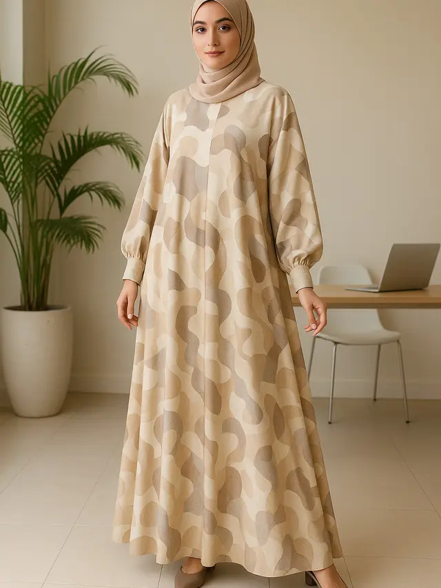 8 Model Gamis Motif Abstrak Terbaru 2025, Bikin Penampilan Makin ...