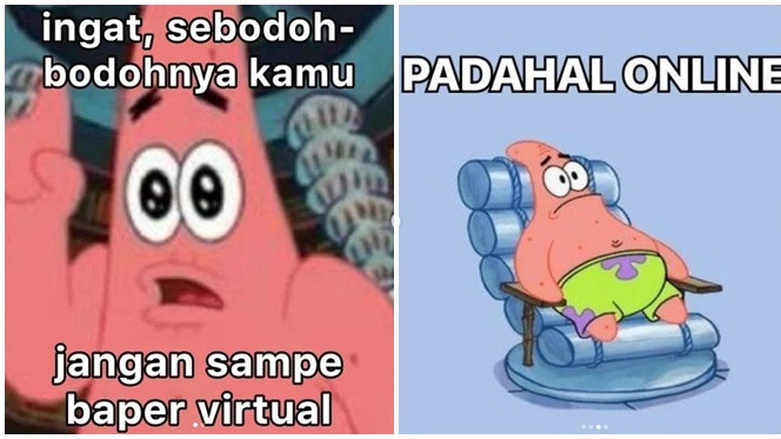 6 Meme Lucu Pakai Gambar Patrick Ini Bikin Overthinking, Galau Banget