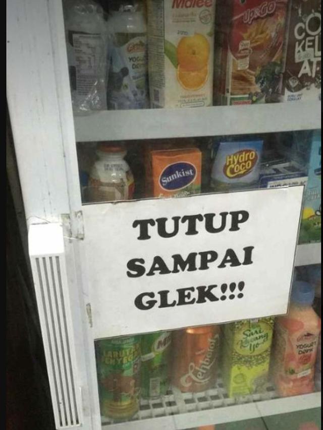 6 Tulisan di Pintu Kulkas Warung Ini Kocak, Pemilihan Katanya Bikin ...