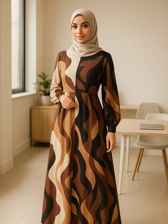 8 Model Gamis Motif Abstrak Terbaru 2025, Bikin Penampilan Makin Stylish