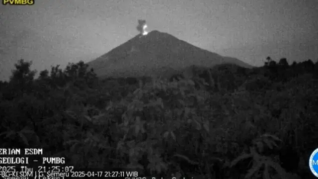 Gunung Semeru Erupsi, Tinggi Letusan Capai 700 Meter - Regional Liputan6.com