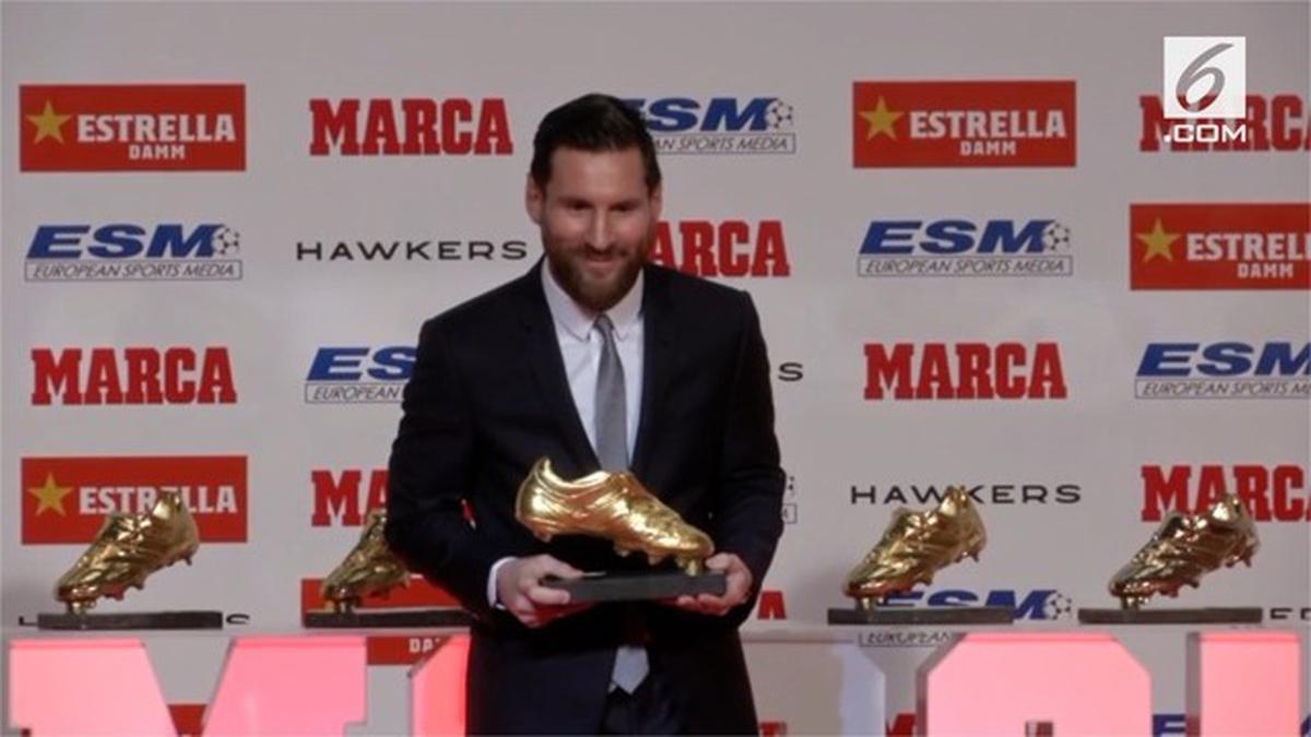 VIDEO: Kalahkan Salah, Messi Terima Trofi Sepatu Emas Kelima - Bola ...