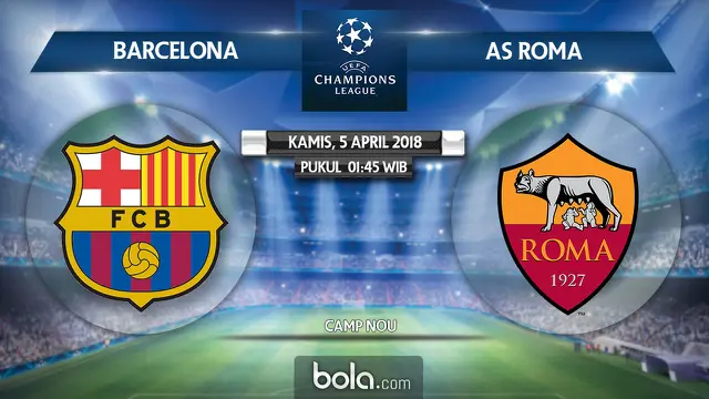 Susunan Pemain Barcelona Vs AS Roma - Dunia Bola.com
