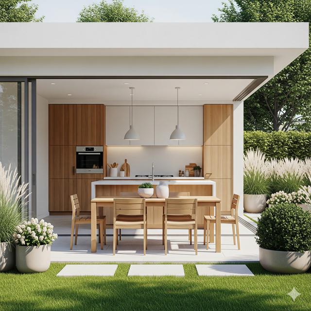 12 Inspirasi Desain Dapur Terbuka Menyatu dengan Taman Belakang ...