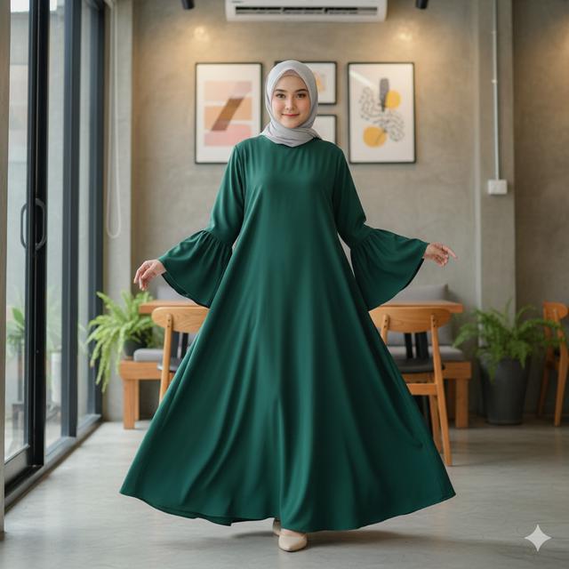 12 Model Gamis Bahan Rayon dengan Potongan Umbrella Flowy, Tampil ...