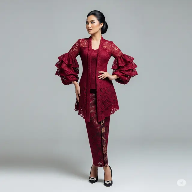 8 Model Kebaya Brokat Lengan Balon: Tren Fashion Tradisional yang ...
