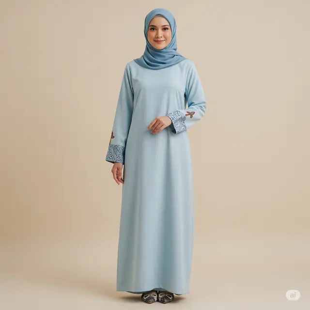 8 Model Gamis Polos Kombinasi Batik Sedikit: Tampil Elegan dengan ...