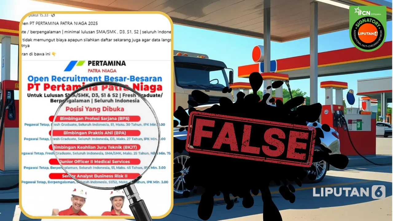 Cek Fakta: Tidak Benar Ini Link Pendaftaran Rekrutmen Pertamina Patra Niaga - Cek Fakta Liputan6.com